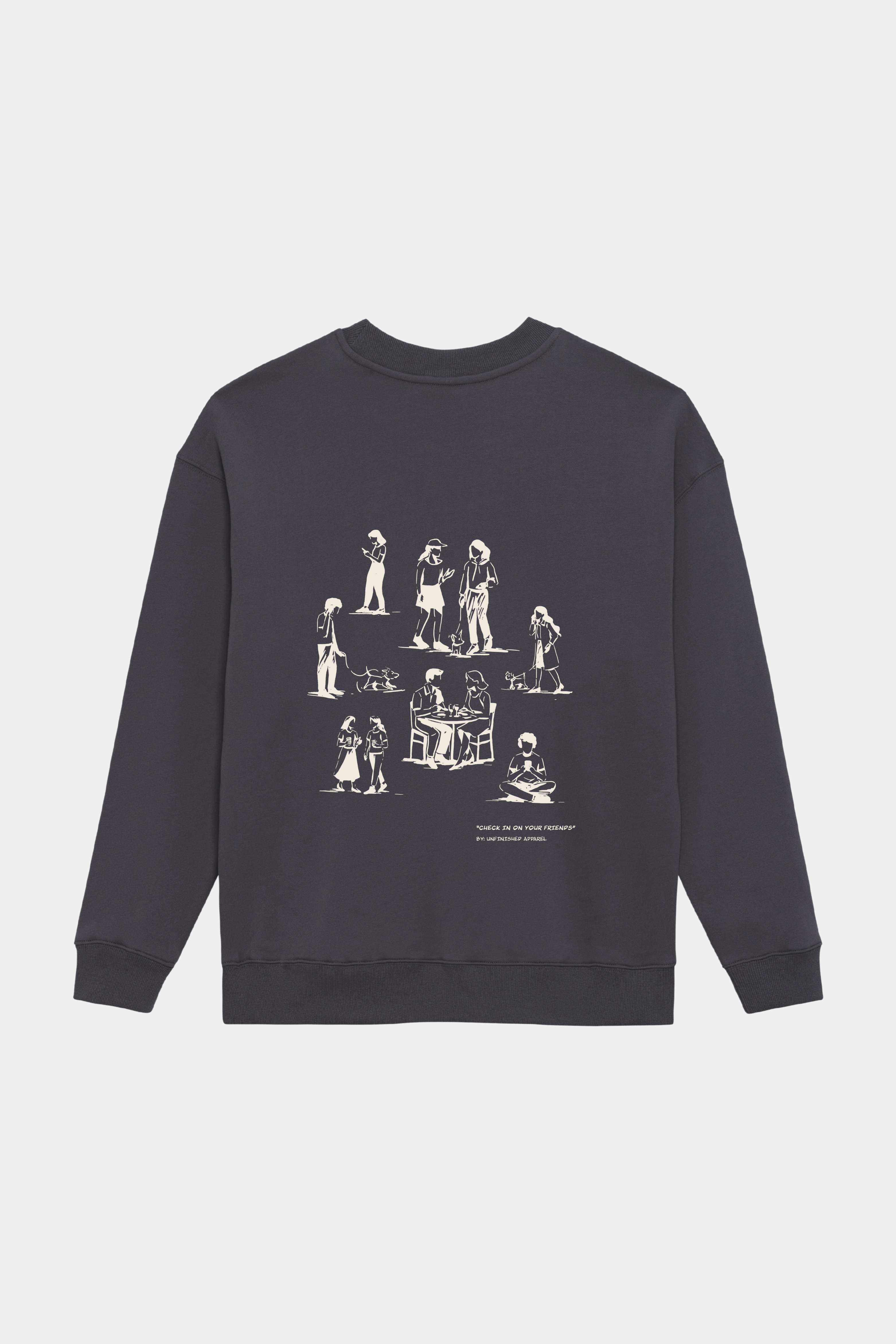 Mariposa Check In Your Friends Crew - Charcoal – Unfinished Apparel